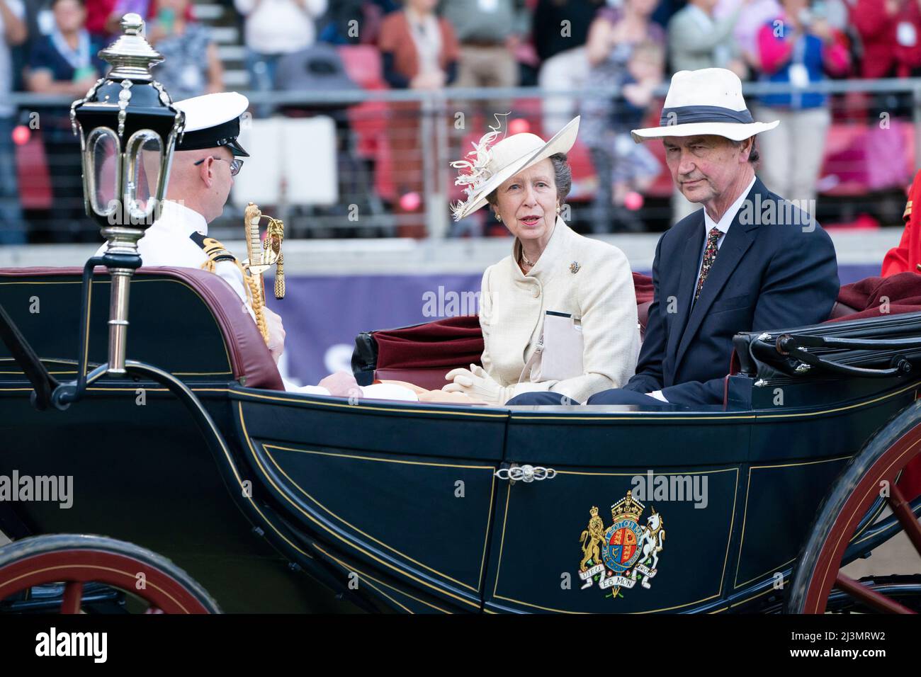 The Princess Royal and Vice Admiral Sir Tim Laurence ride in a horse ...