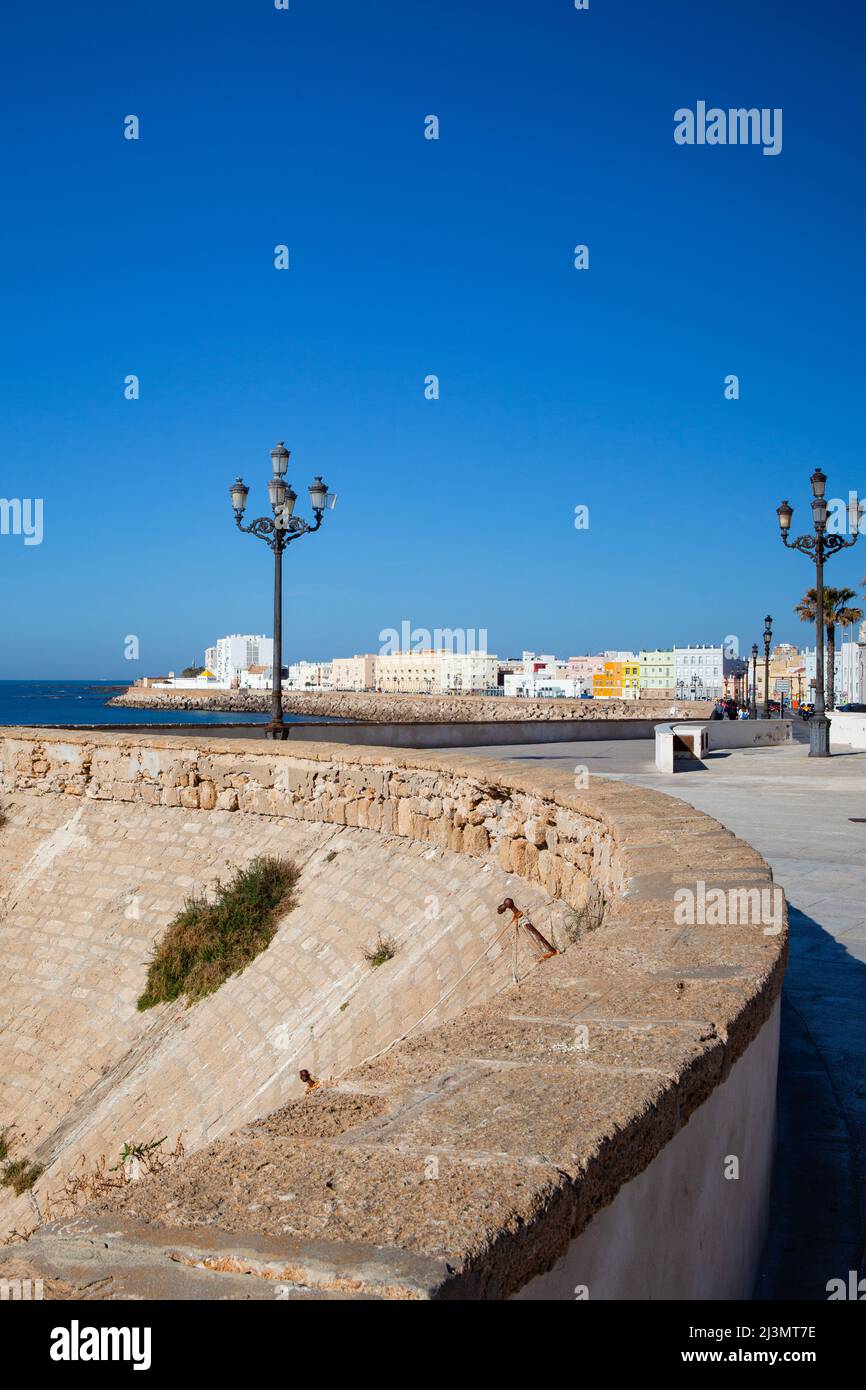On the Promenade Paseo Canalejas, Cadiz, Andalusia, Spain. The place is ...
