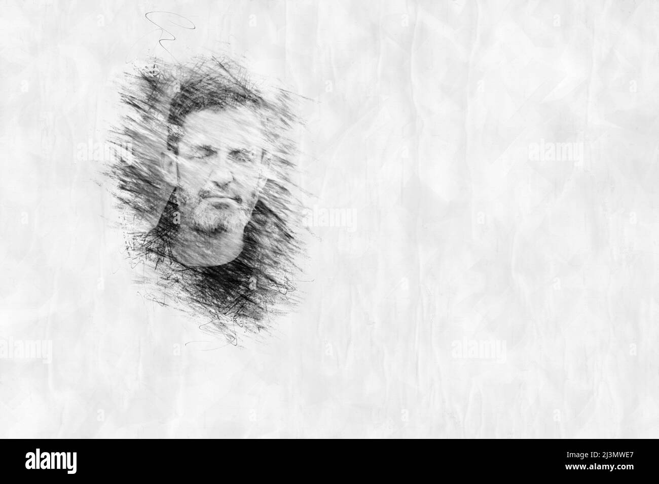 portrait of handsome man with eyes closed in pencil drawing style Stock ...
