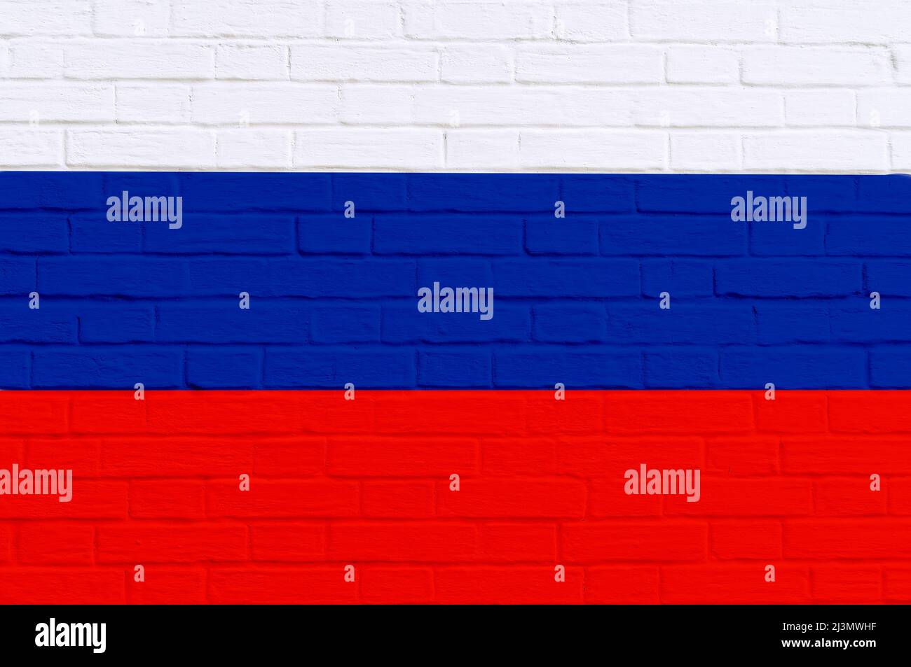 Full frame shot of russian flag on brick wall. unaltered, flag of ...