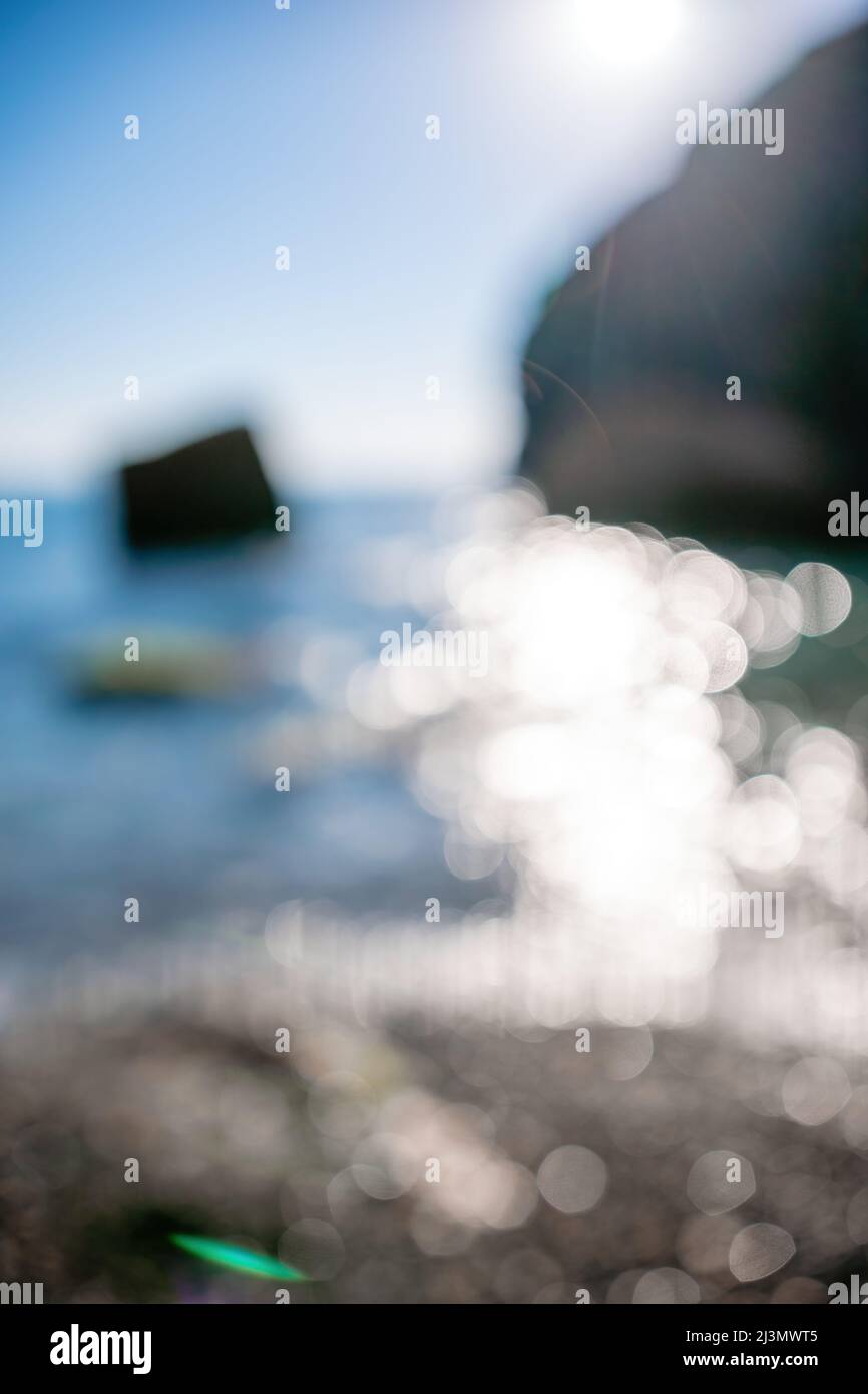 Abstract nature summer ocean sunset sea background. Small waves on ...