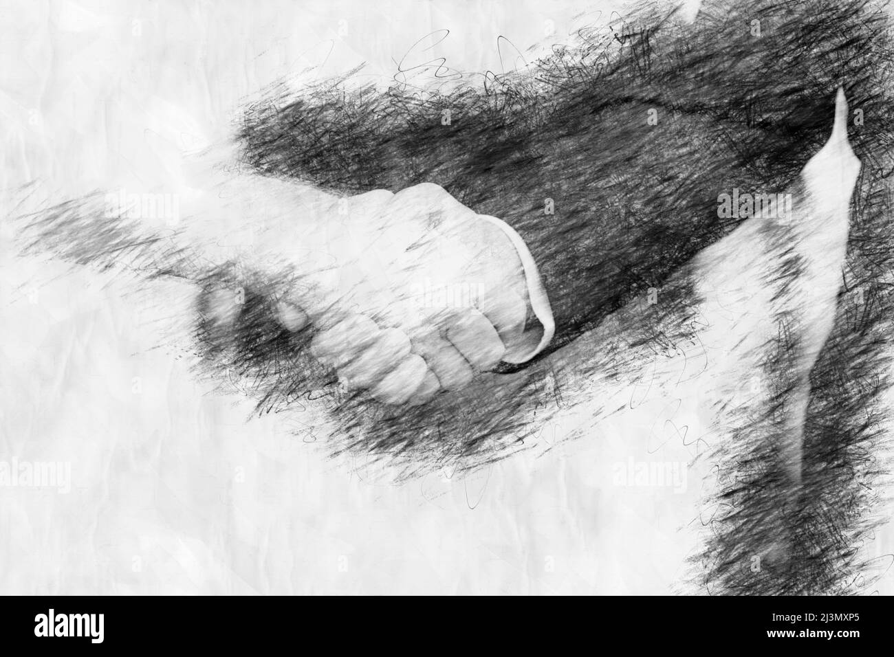 close-up of handshake in pencil drawing style Stock Photo - Alamy