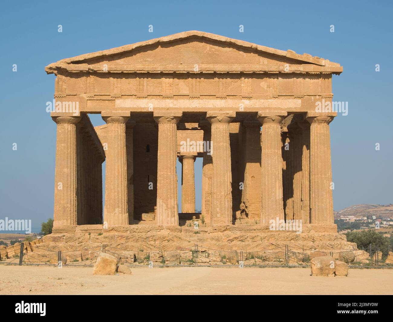 front view of doric temple of Concord in the valley of temples in ...