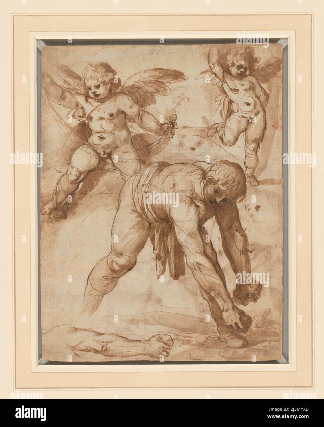 Studies of a Figure Bending Over, Two Putti, and an Arm (recto); Rest ...