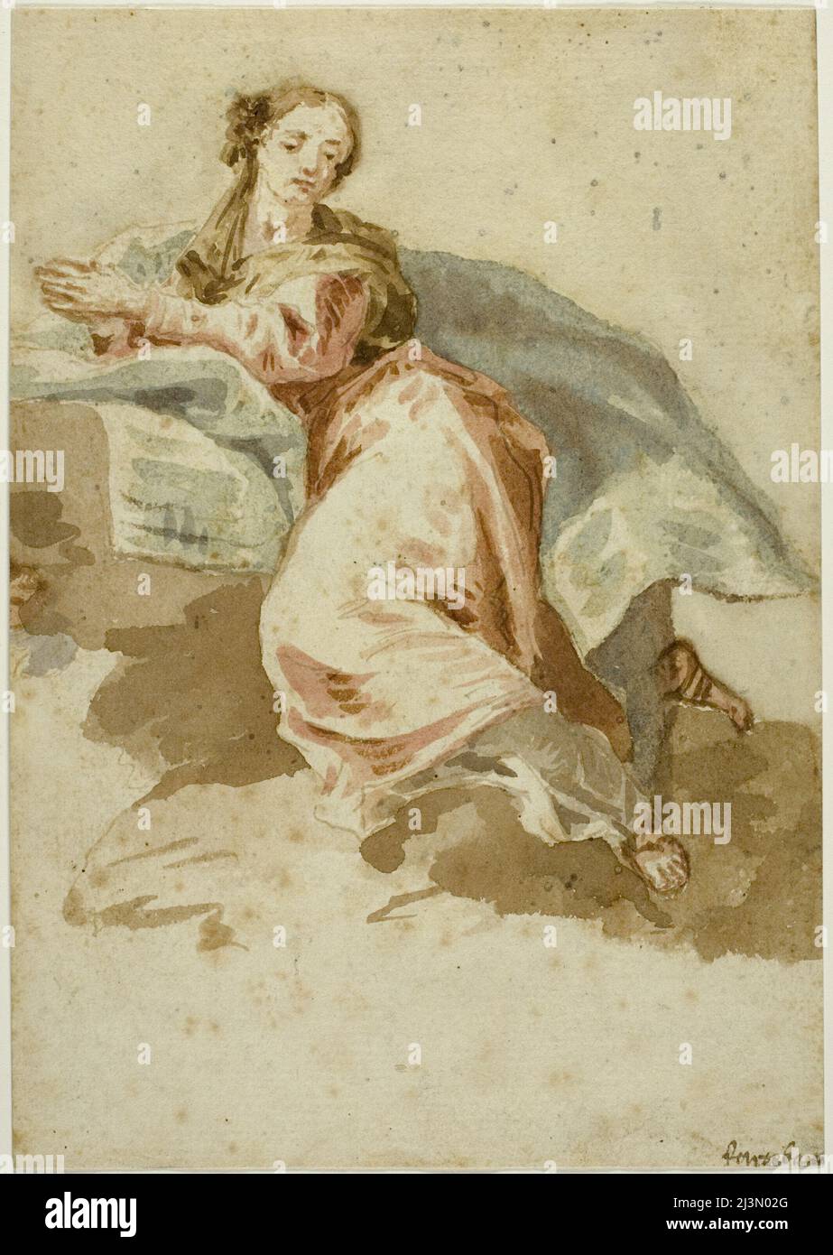 Draped Female Figure at Prayer, n.d Stock Photo - Alamy