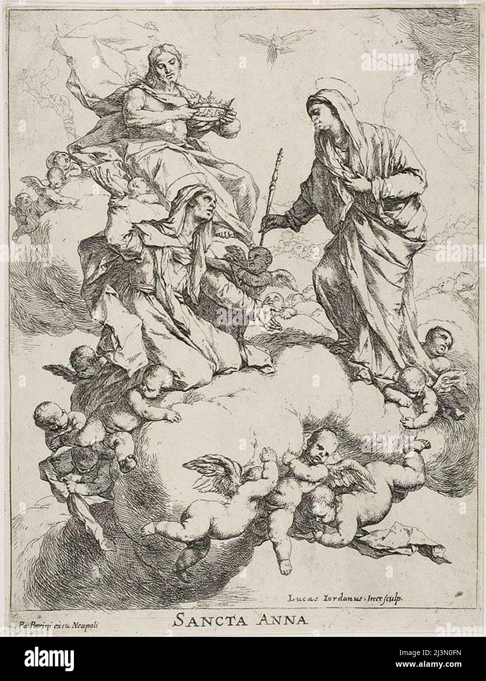 Saint Anne Received in Heaven by Christ and the Virgin, c.1653 Stock ...
