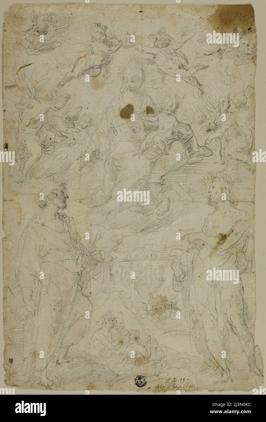 Virgin and Child with Saints Peter and John the Baptist (recto); Saint ...