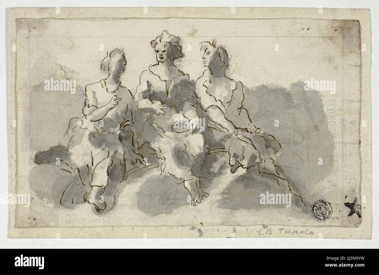 Three Seated Figures (recto); Seated Man in Profile (verso), n.d Stock ...