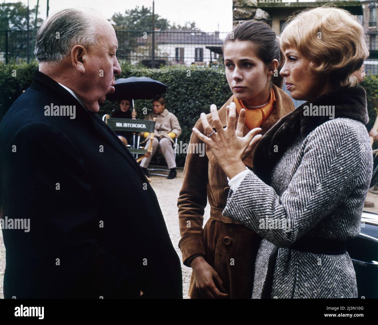 ALFRED HITCHCOCK CLAUDE JADE and DANY ROBIN on set location candid in ...