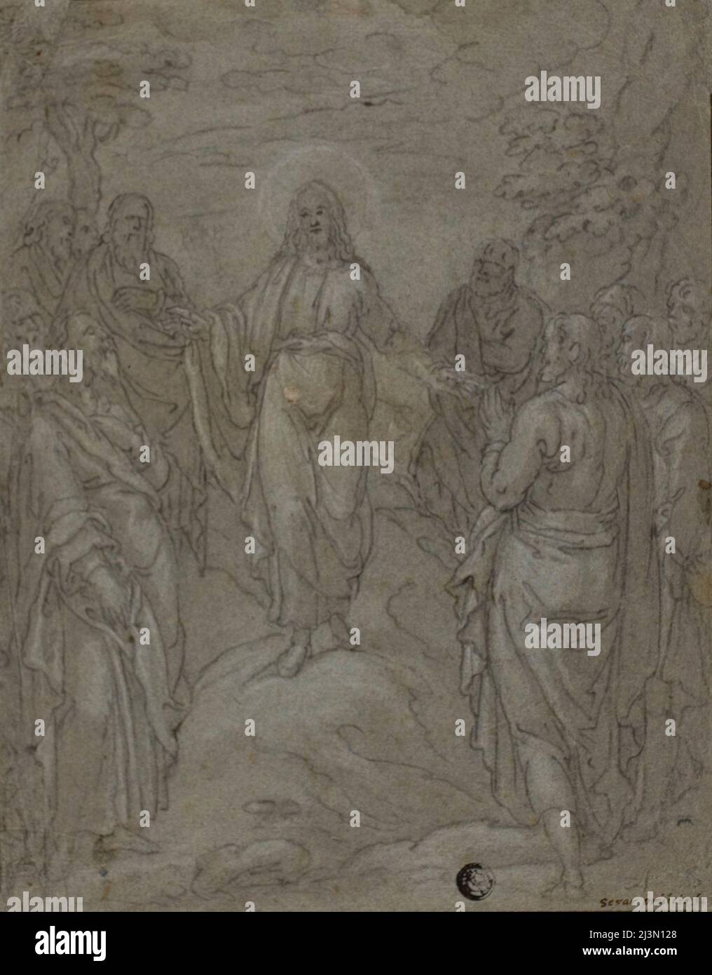 Christ and the Apostles (recto); Sketch of a Nativity Scene (verso), n ...