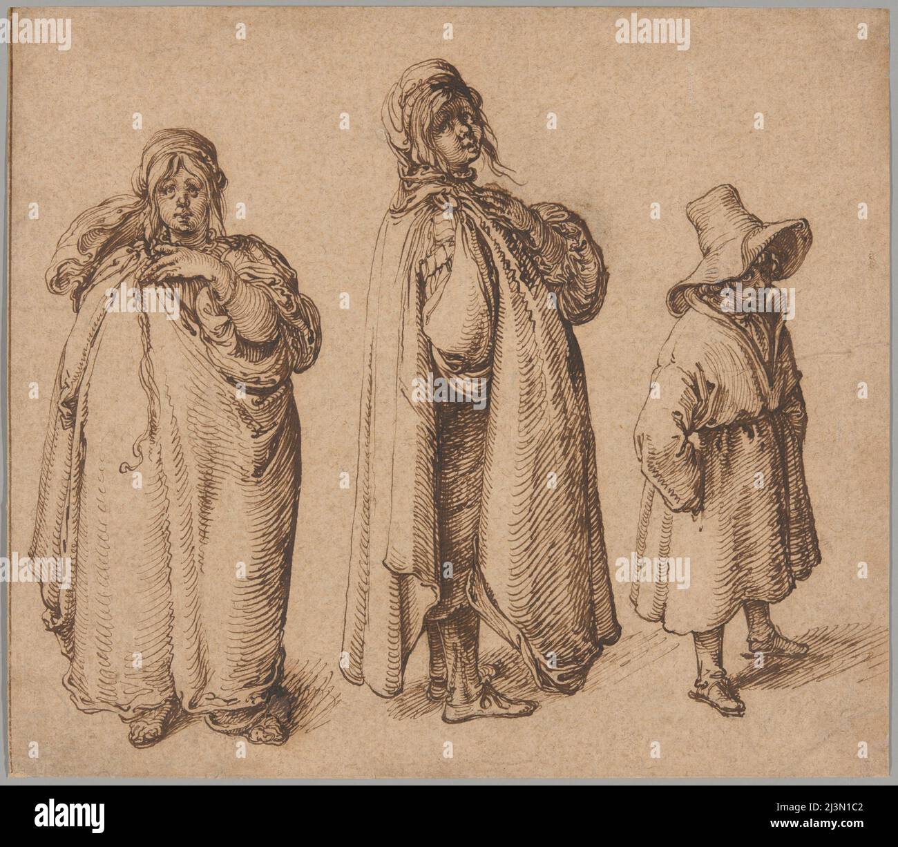 Two Studies of a Roma Woman and a Roma Boy in a Large Hat, c.1605 Stock ...