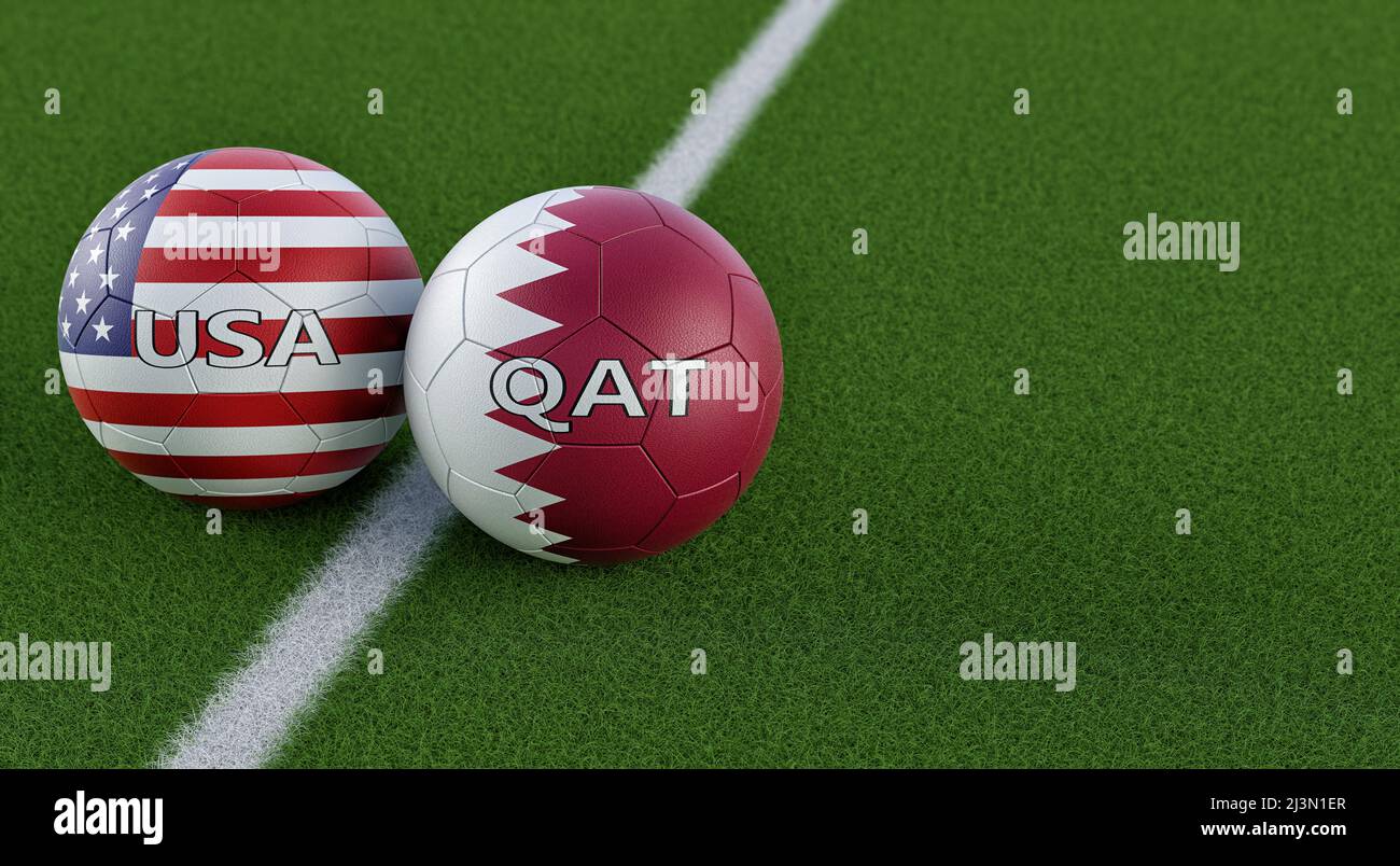 Qatar vs. USA Soccer match - Soccer balls in Qatar and USA national ...