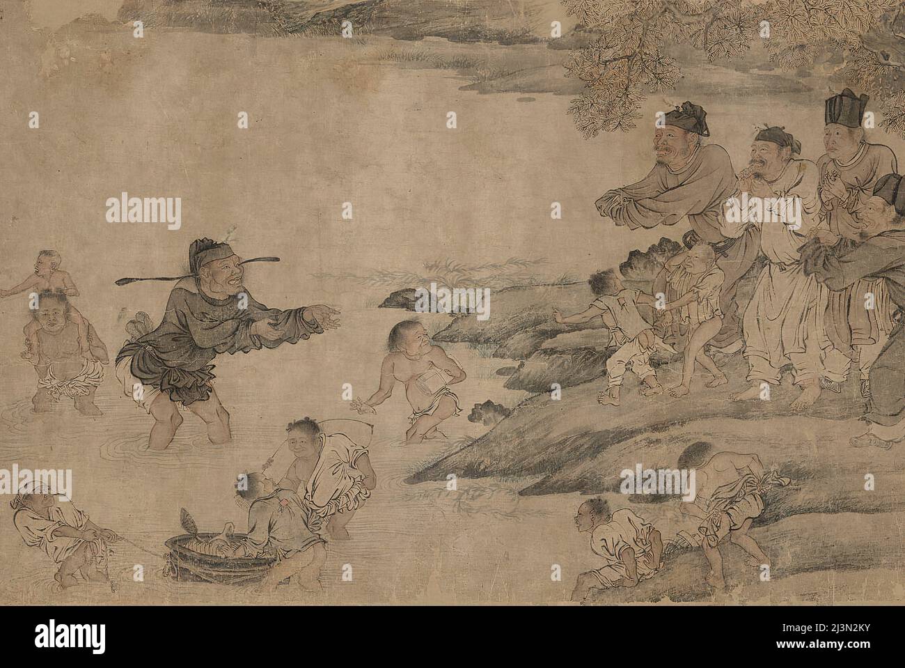 Yang Pu Moving His Family, Yuan dynasty (1279-1368). Long scroll ink ...