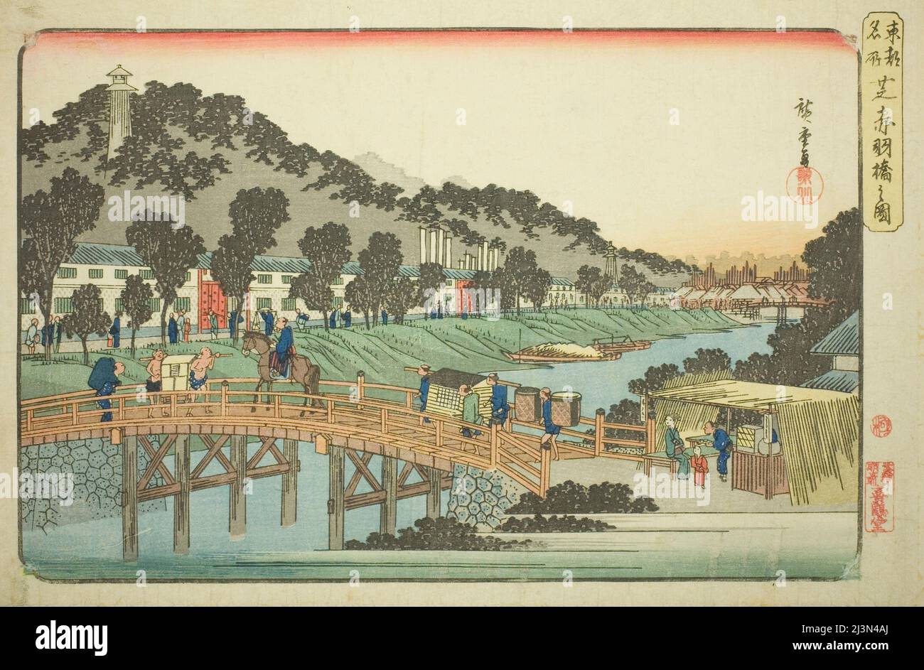 Akabane Bridge in Shiba (Shiba Akabanebashi no zu), from the series ...