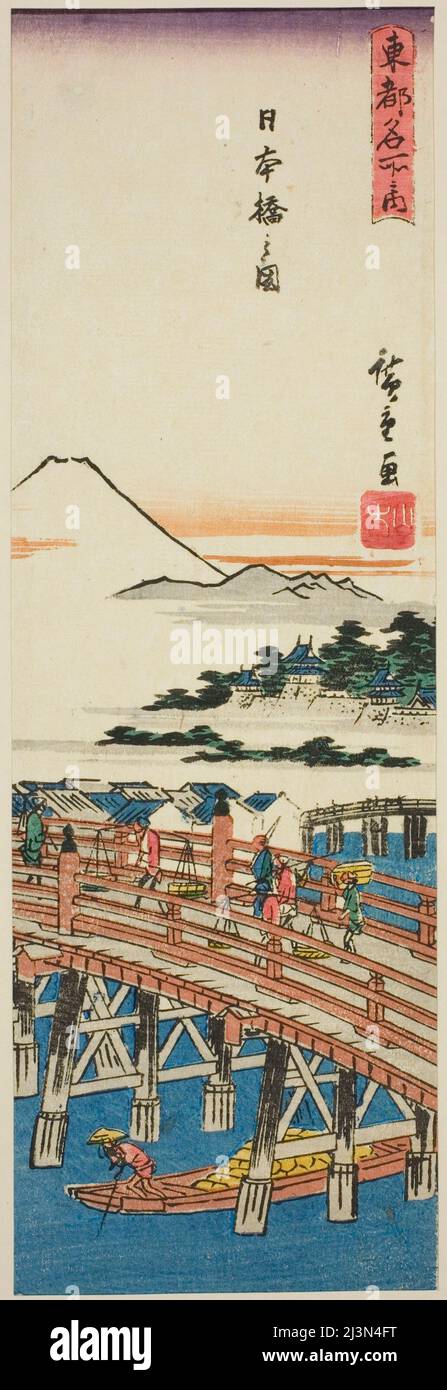 View of Nihon Bridge (Nihonbashi no zu), from the series "Famous Places ...
