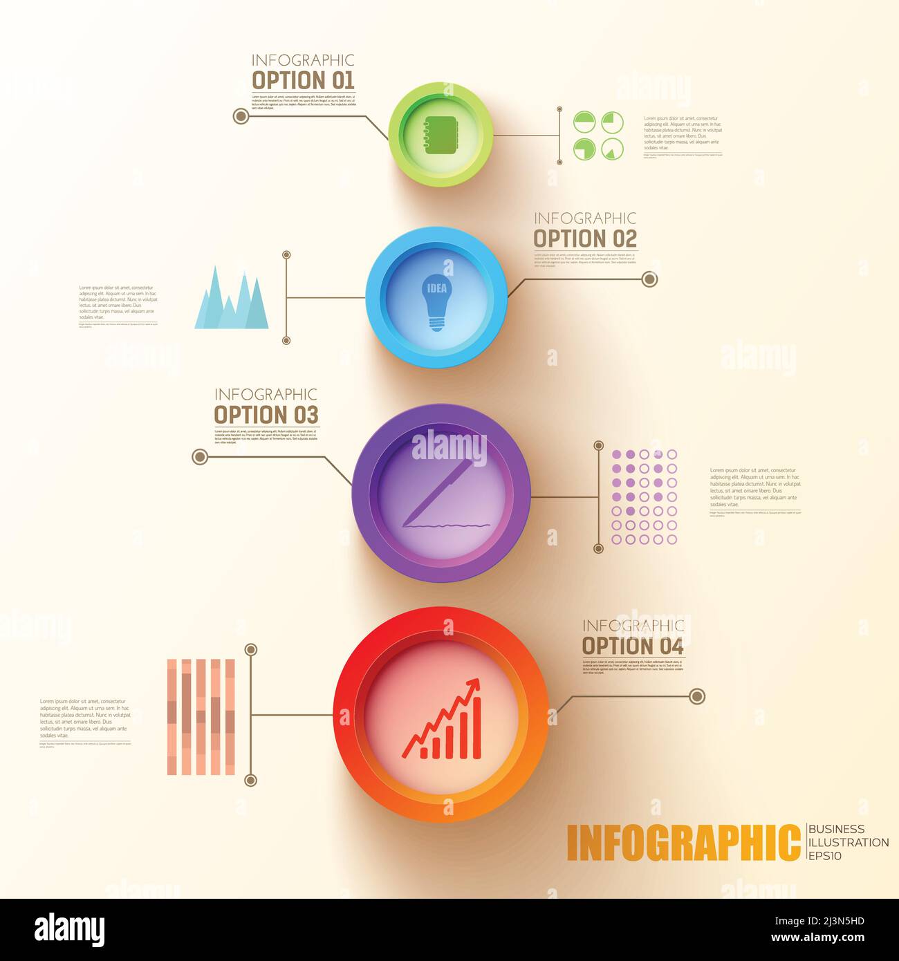 Abstract infographic web template with four colorful circles and ...