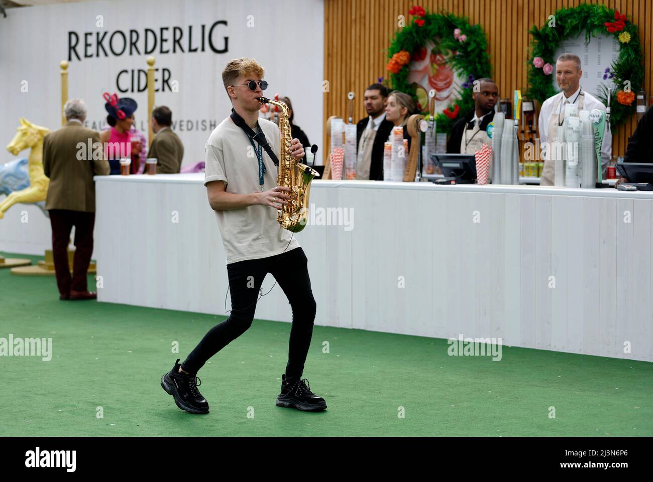 Music is played at the Rekorderlig Cider Bar in the Red Rum Gardens ...