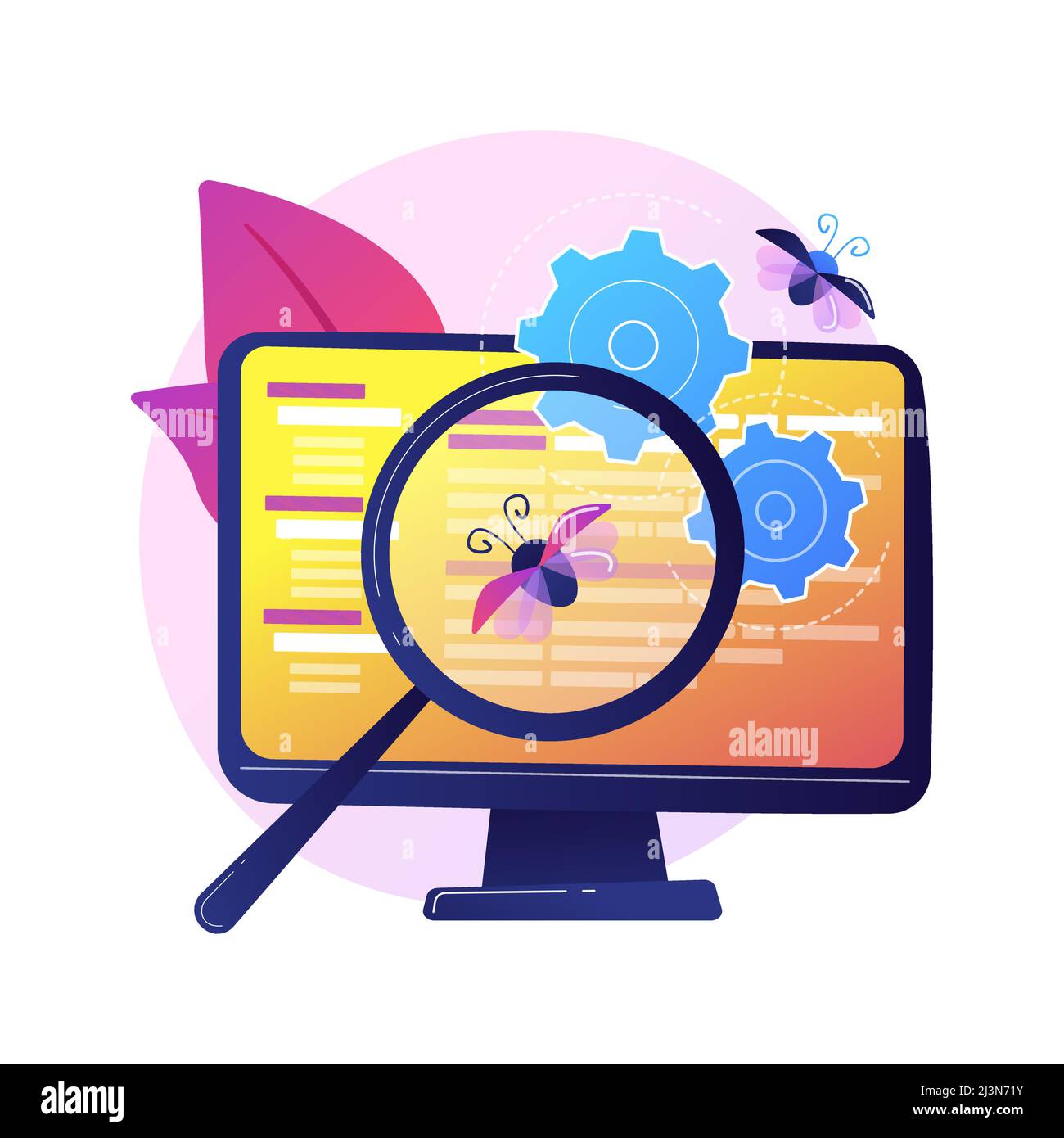 Bug Fixing And Software Testing Computer Virus Searching Tool Devops Web Optimization