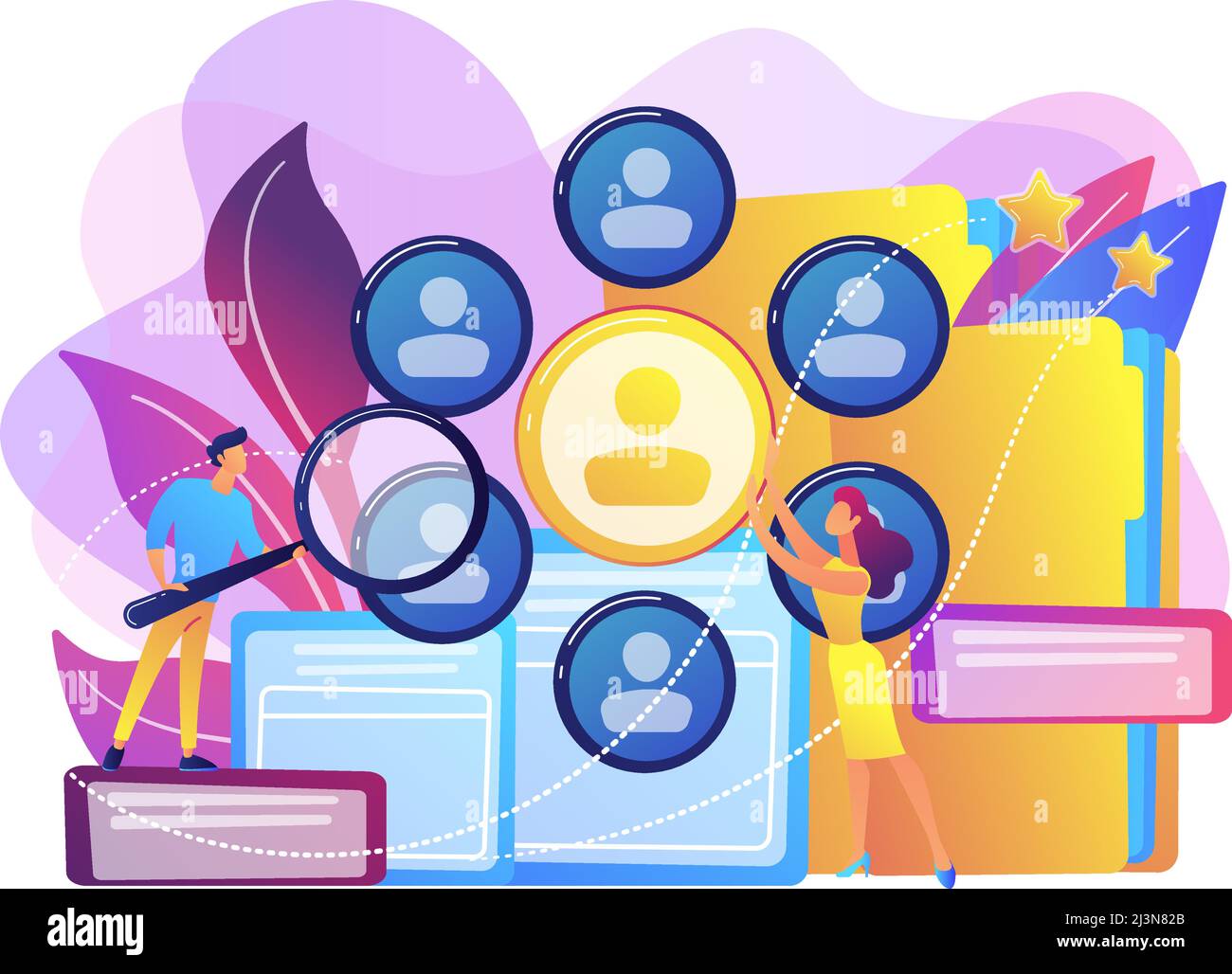 Human resourses managers doing professional staff research with ...