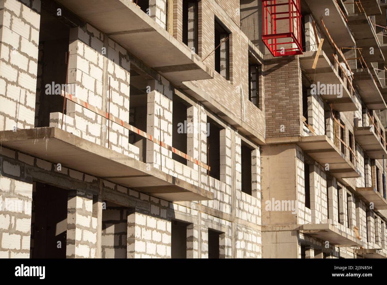 Details of house under construction. Concrete blocks Stock Photo - Alamy