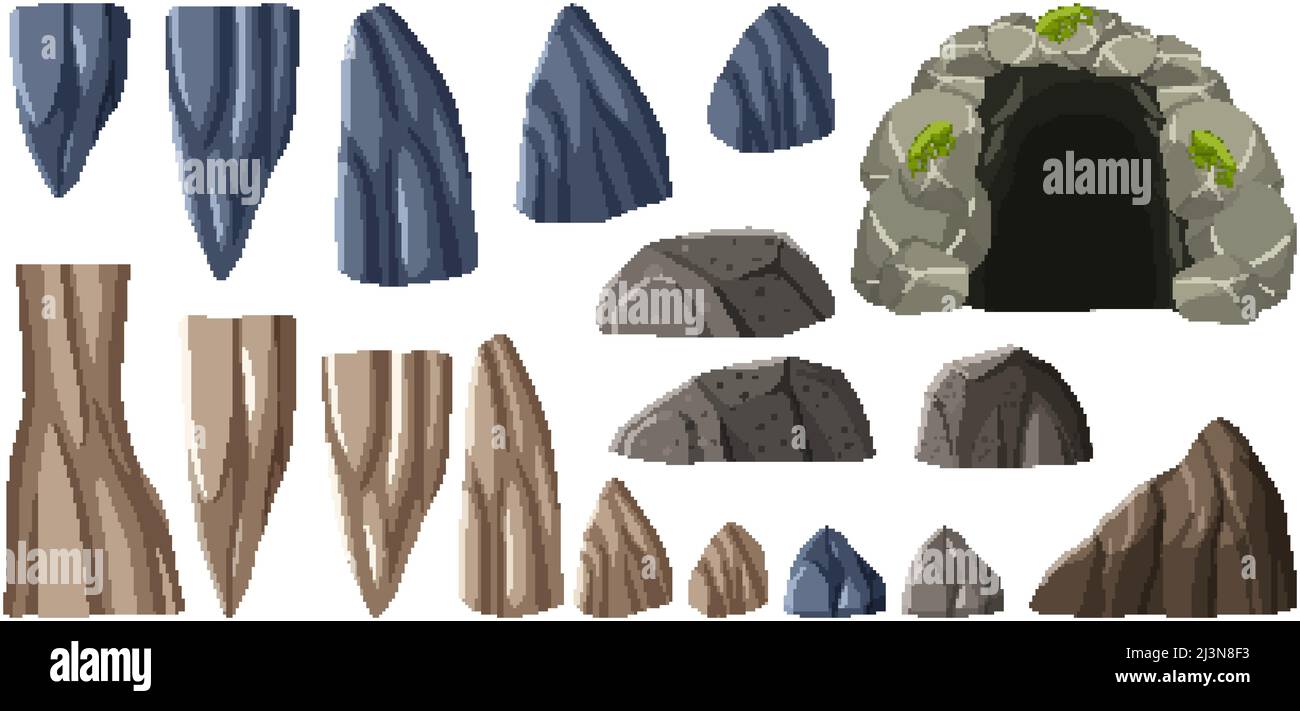 Set of stones and rocks elements illustration Stock Vector Image & Art ...