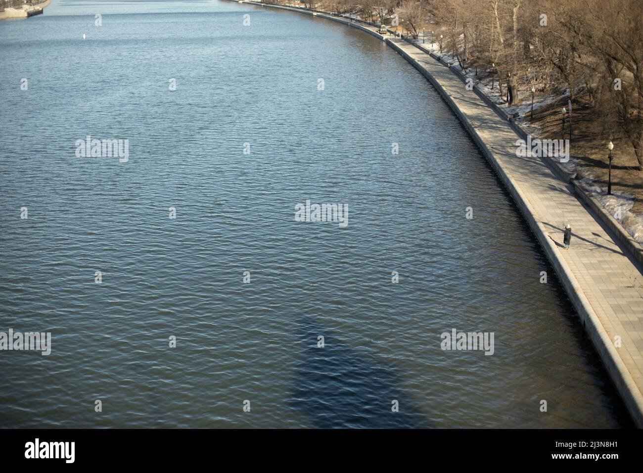 Moscow River view from above. Big River in Capital of Russia. View of ...