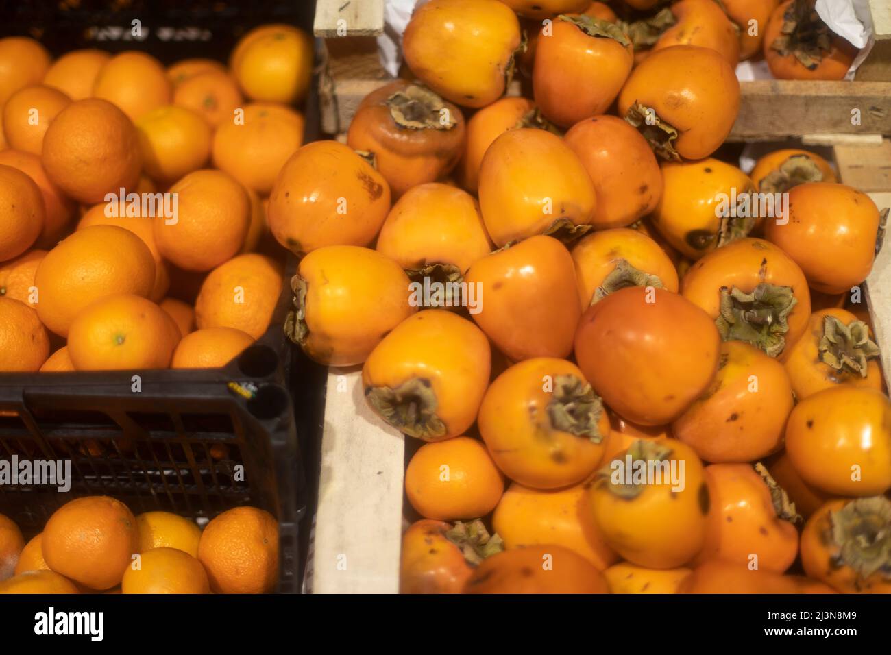 Passion fruit in basket. Fruit box. Passion fruit at vegetable market ...