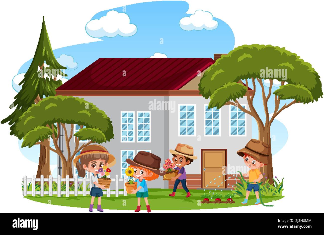 Isolated scene with people cartoon character illustration Stock Vector ...