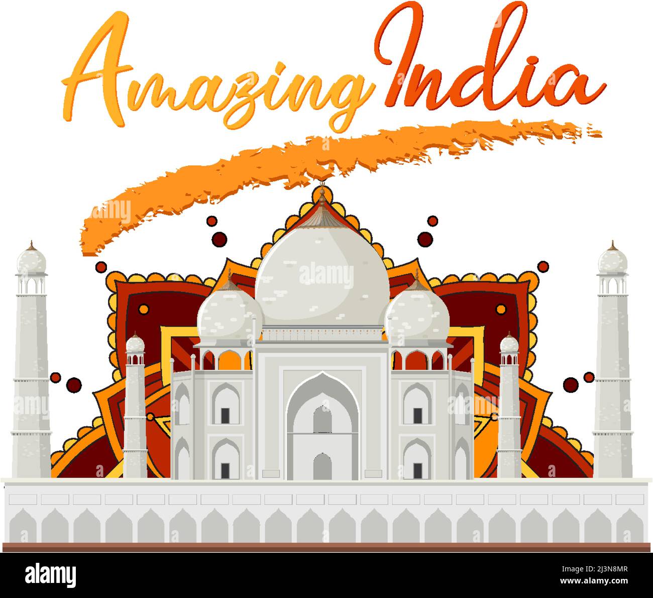 Amazing India lettering with Taj Mahal illustration Stock Vector Image ...
