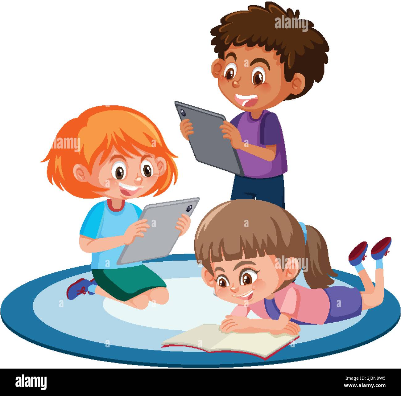 Boy and girl learning illustration Stock Vector Image & Art - Alamy