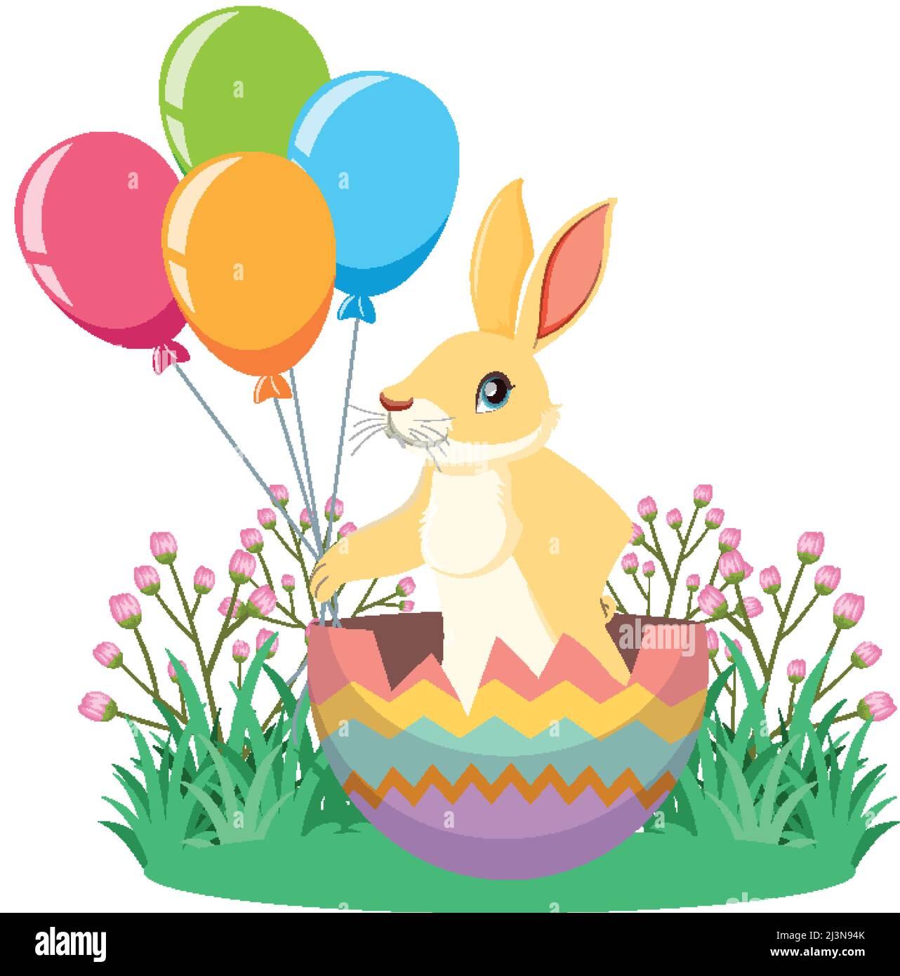 Easter bunny standing in broken egg illustration Stock Vector Image ...
