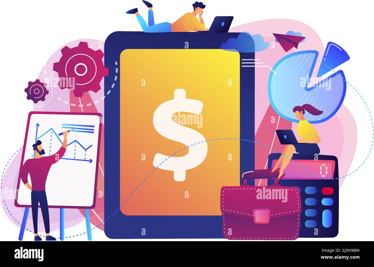 Accountants work with financial transactions software and tablet ...