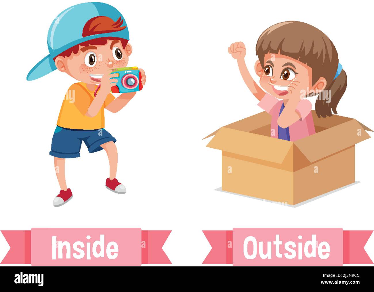 Opposite English Words inside and ouside illustration Stock Vector ...
