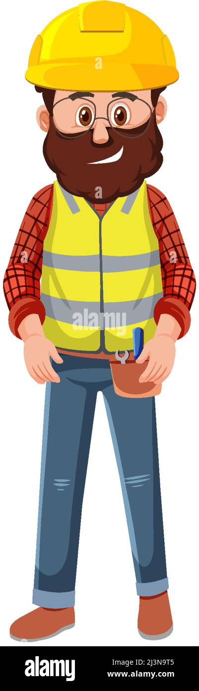 Construction worker wearing safety hat illustration Stock Vector Image ...