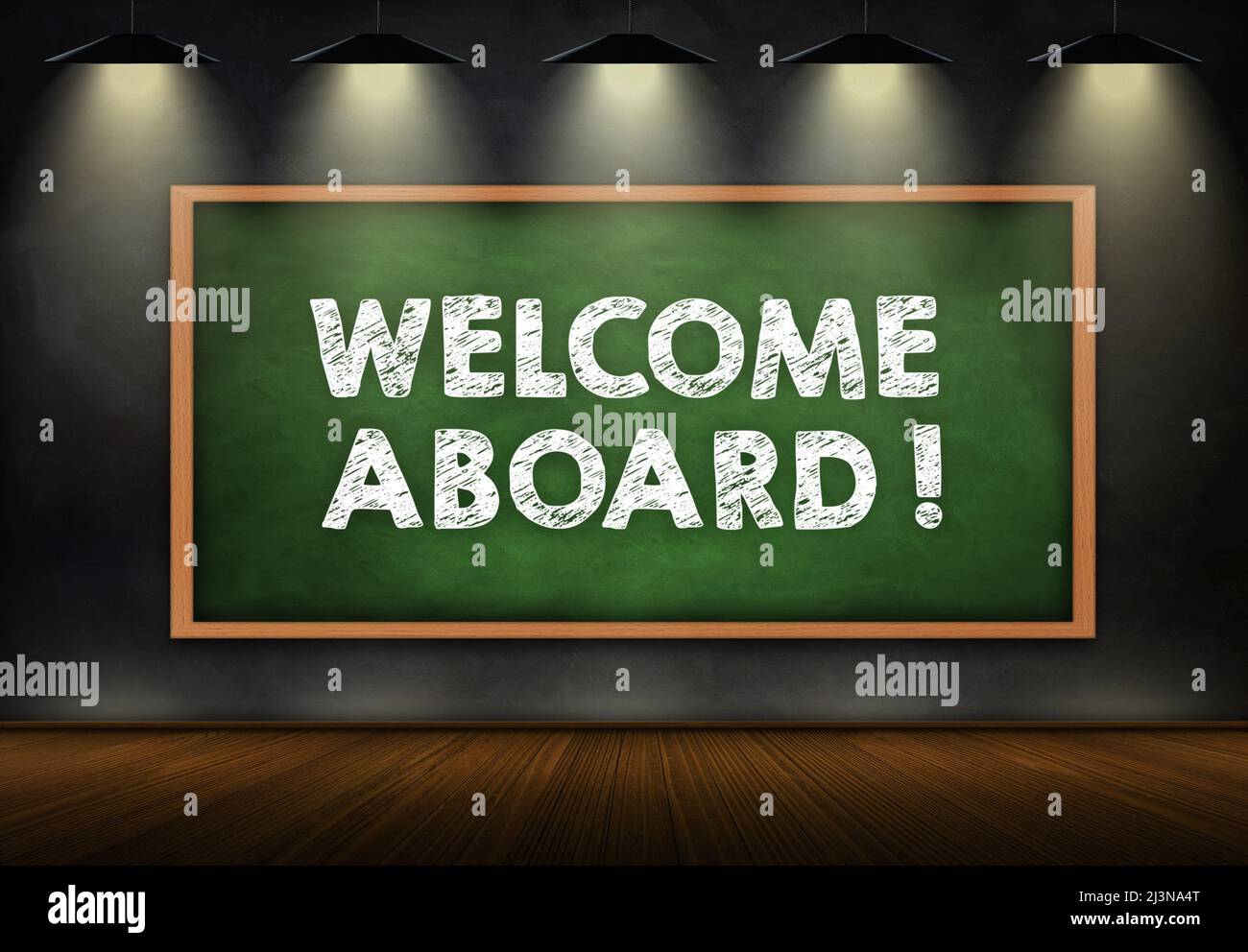 welcome aboard - friendly message on chalkboard Stock Photo - Alamy