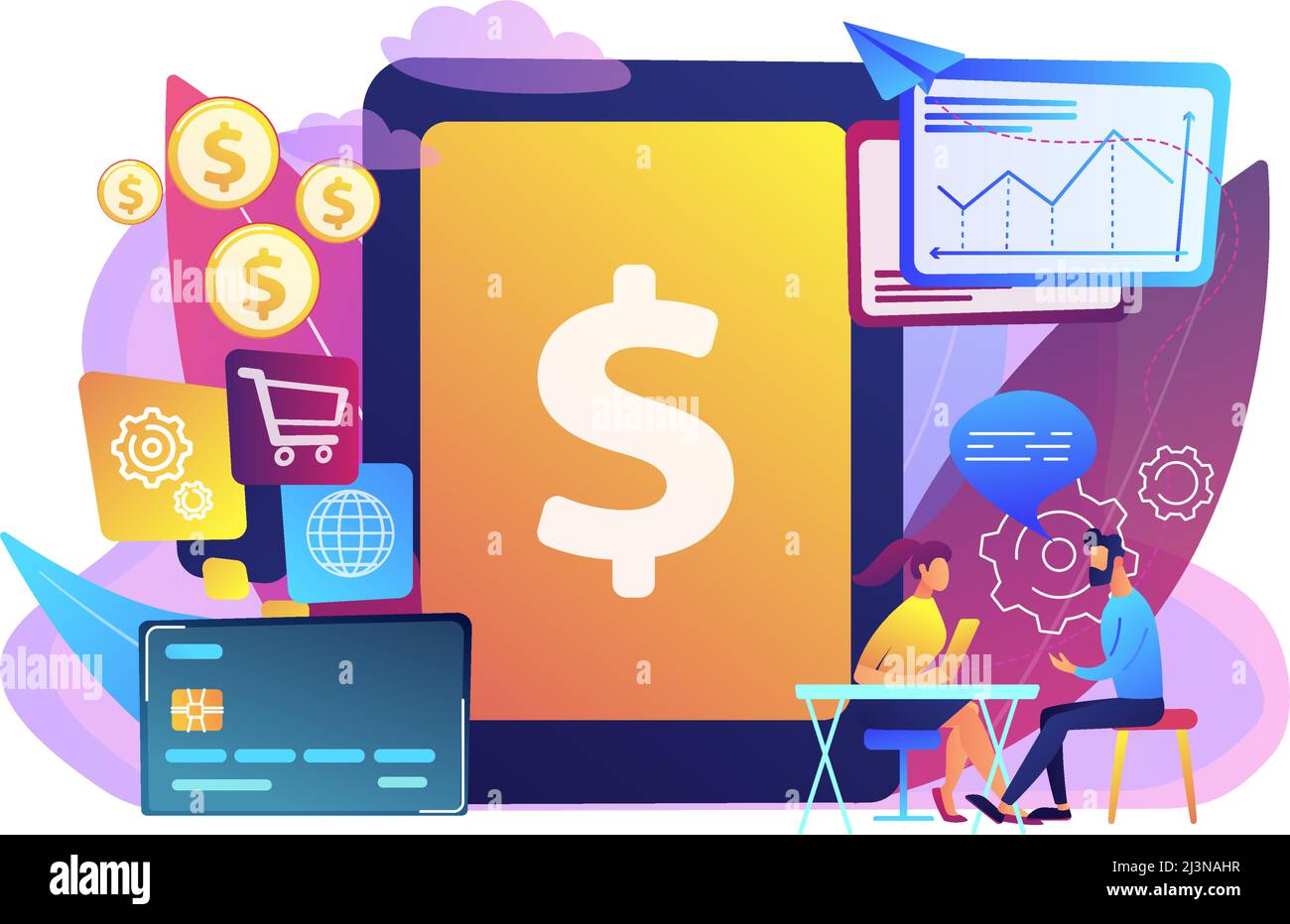 Tablet, bank card and manager using banking software for transactions ...