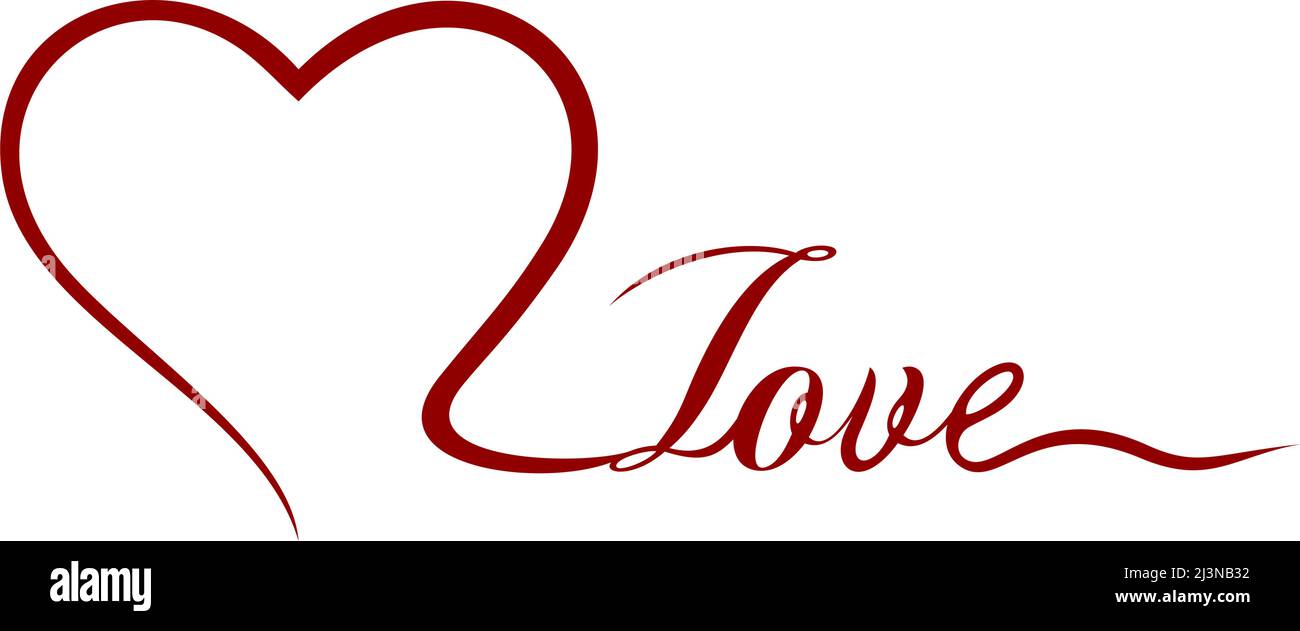 Heart vector frame in red with Love text. White isolated background ...