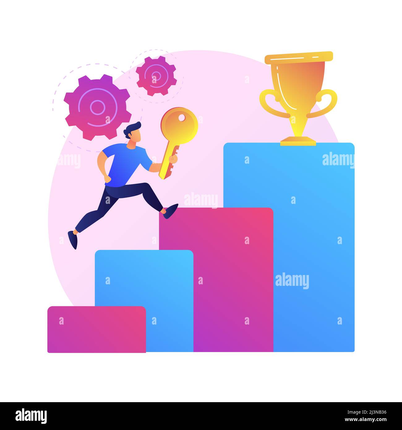 Key to business success. Company progress, leadership secret, ambitious ...