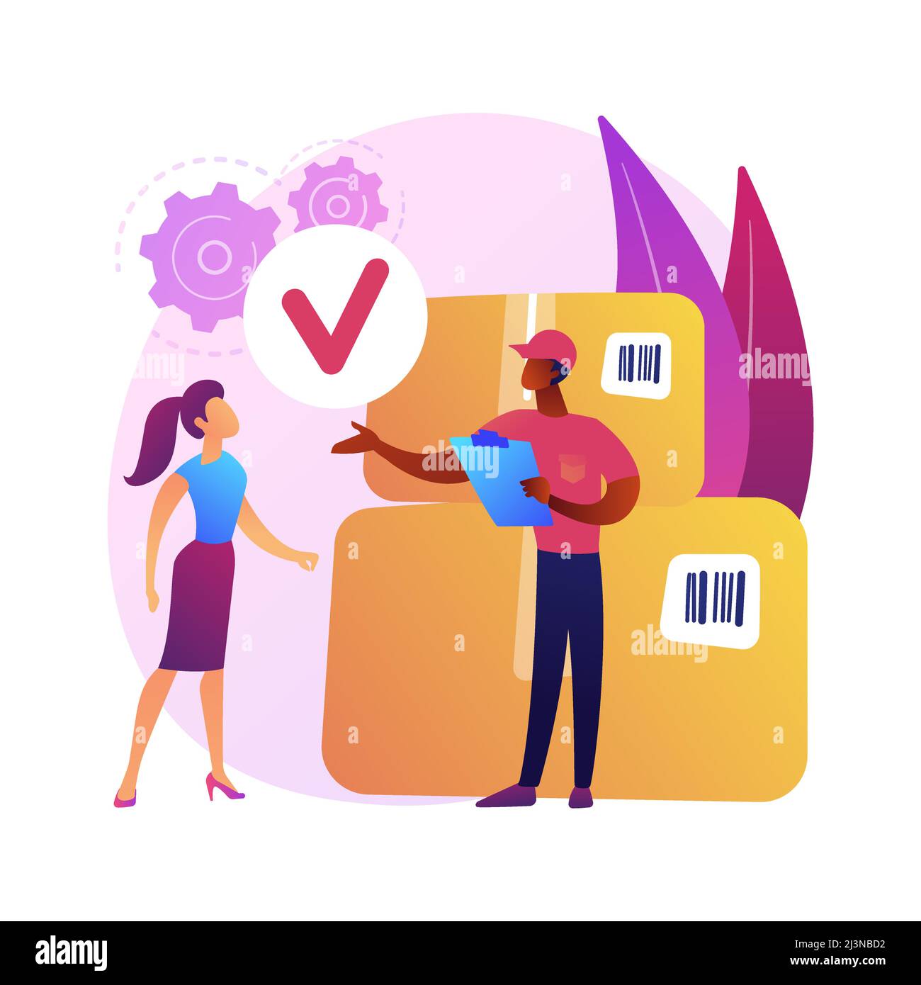 Parcel delivery and unpacking, receiving order, box contents inspecting ...