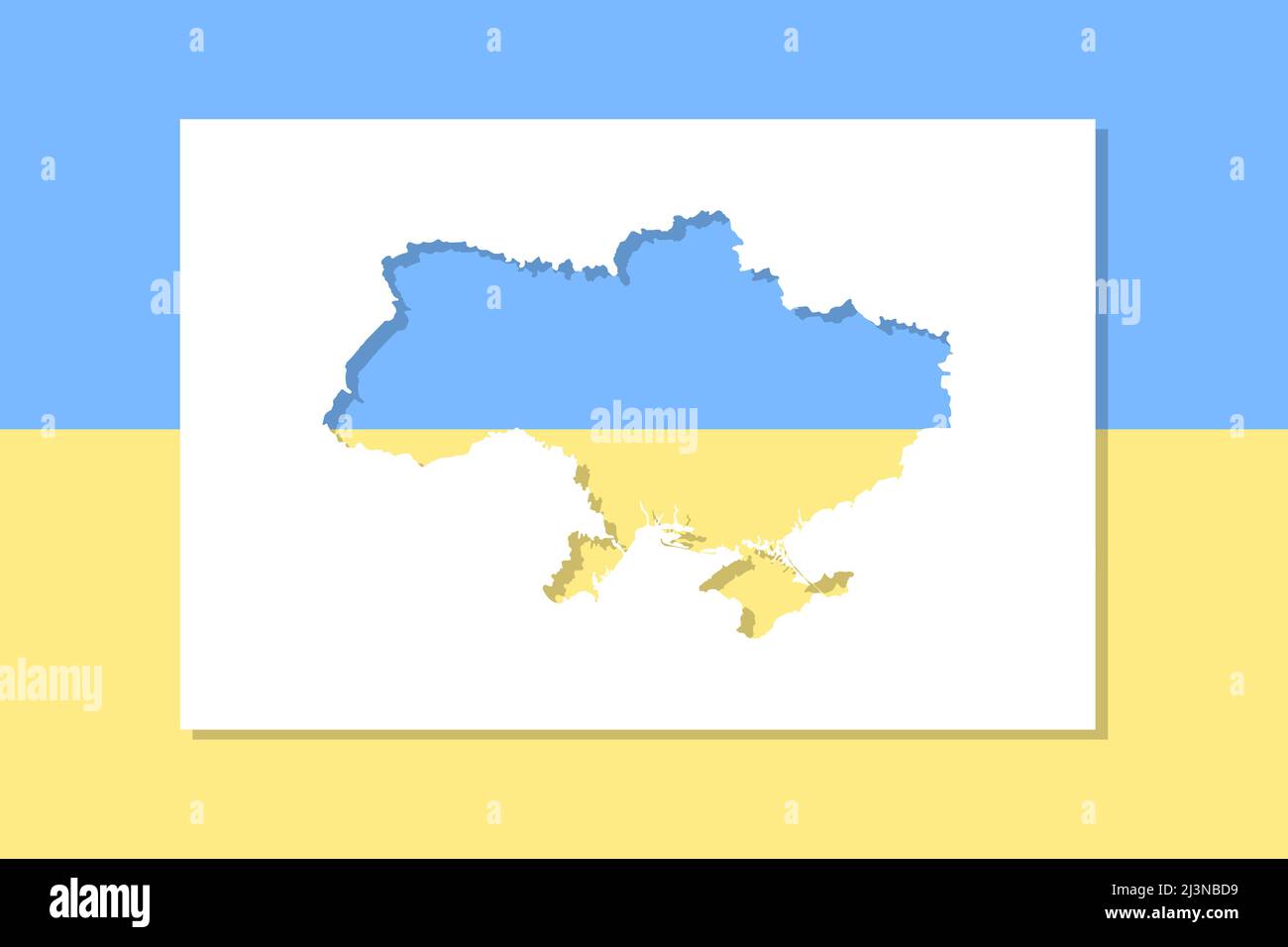 Stencil map of Ukraine on the background of the national flag in pastel ...