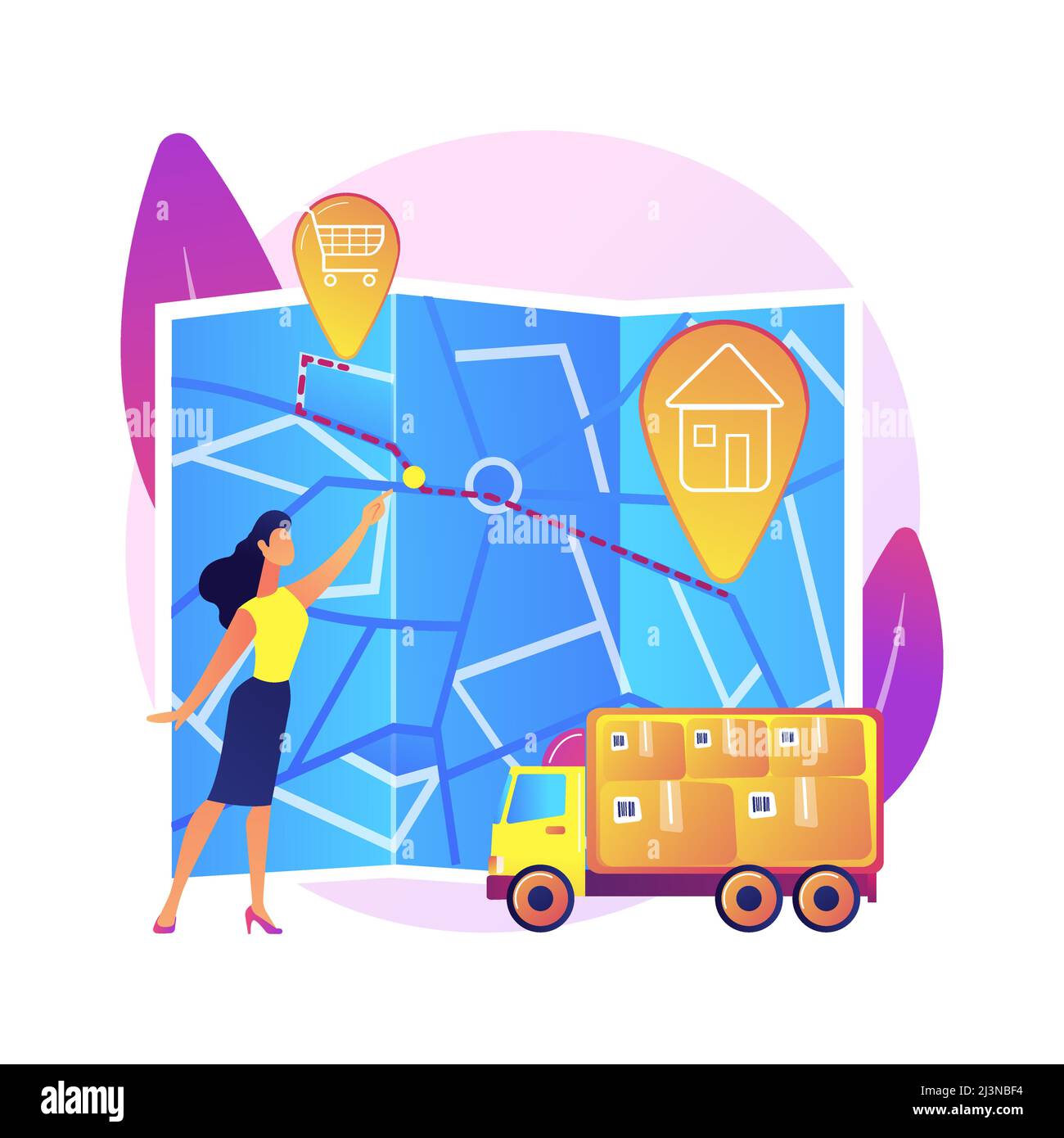 Road route choice, way selection, departure and destination points ...