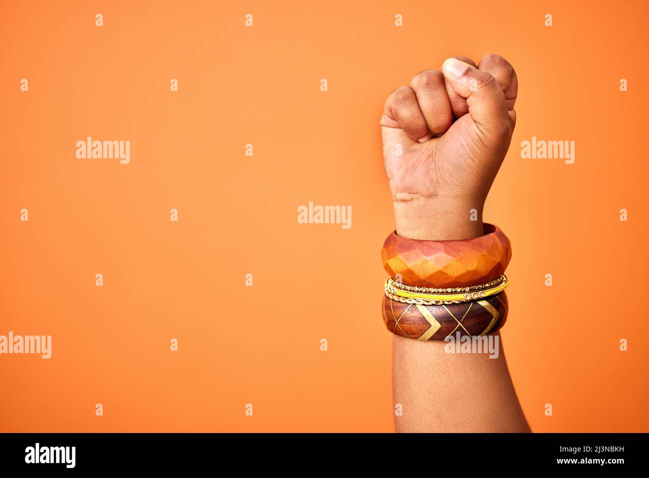 I fight for my rights. Shot of an unrecognizable person holding up a ...