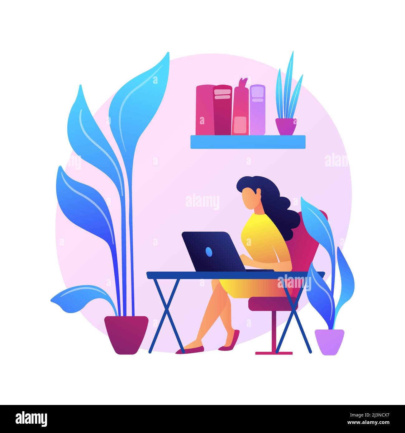 Biophilic design in workspace abstract concept vector illustration ...