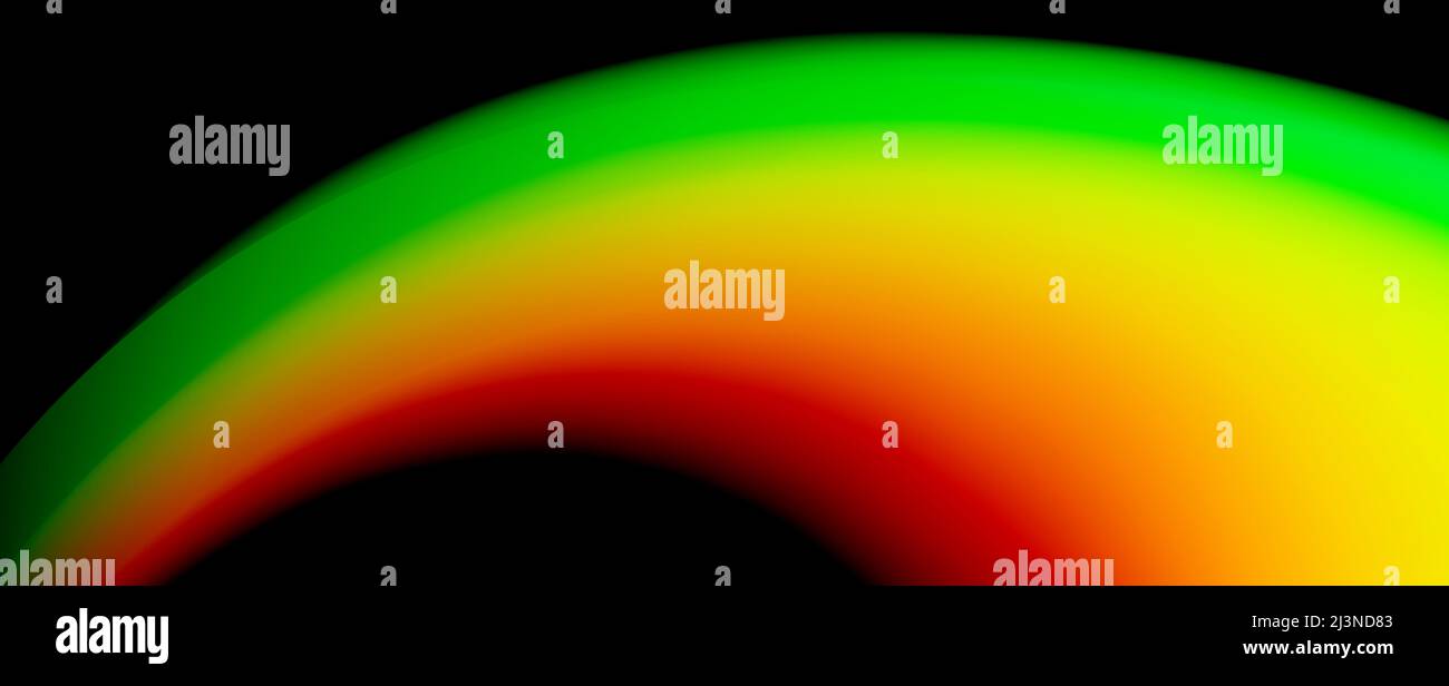Bright flow of color, red, orange, yellow, green, on a black background ...