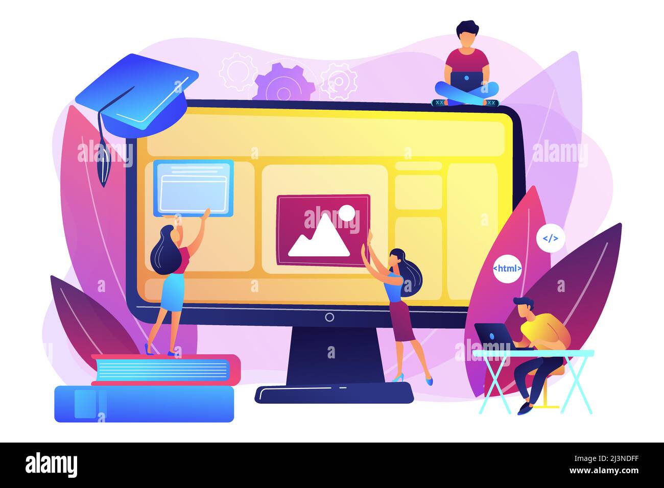 Remote learning tech background Stock Vector Images - Alamy