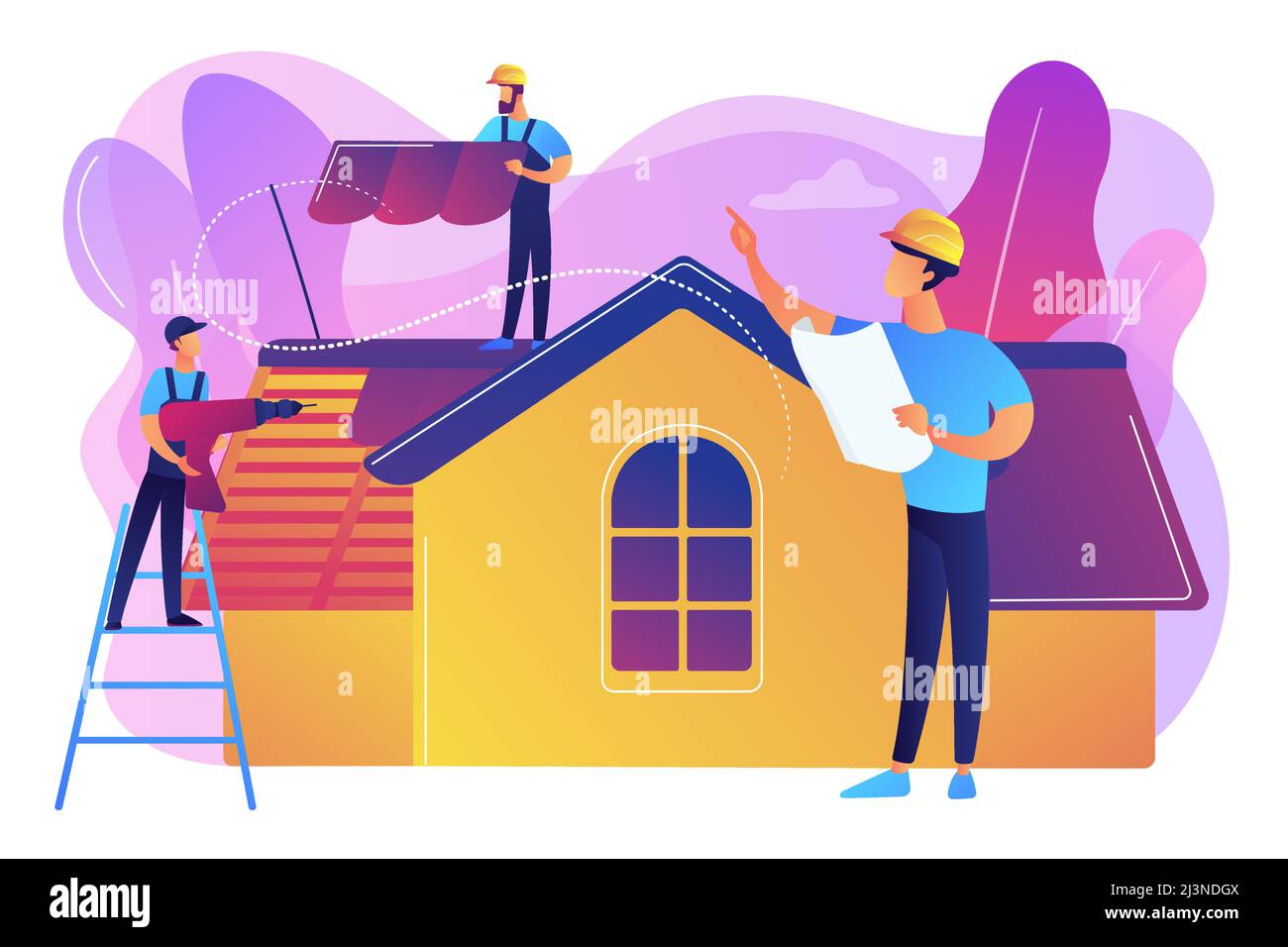 Building repair. Housetop renovation and roof reconstruction. Roofing ...