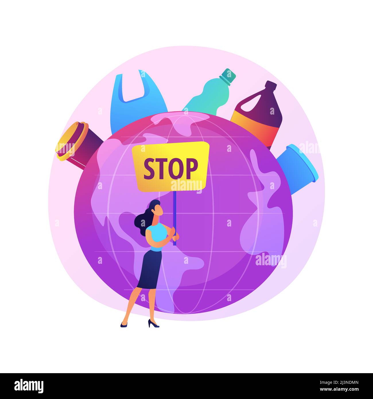 Plastic pollution abstract concept vector illustration. Plastic ocean ...