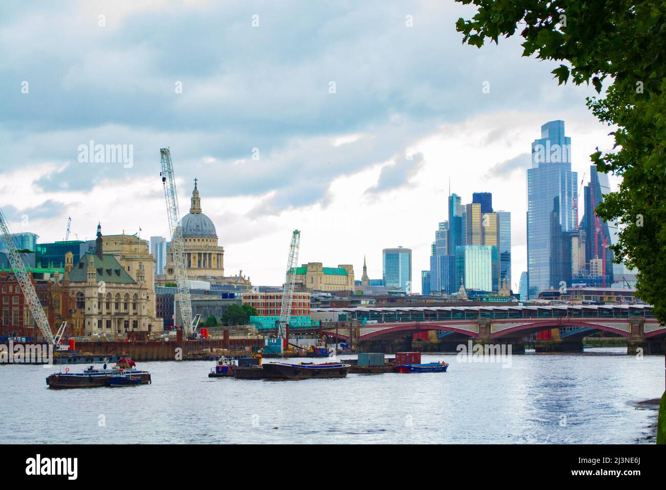 View to Thames river and riverside buildings from the Observation Point ...