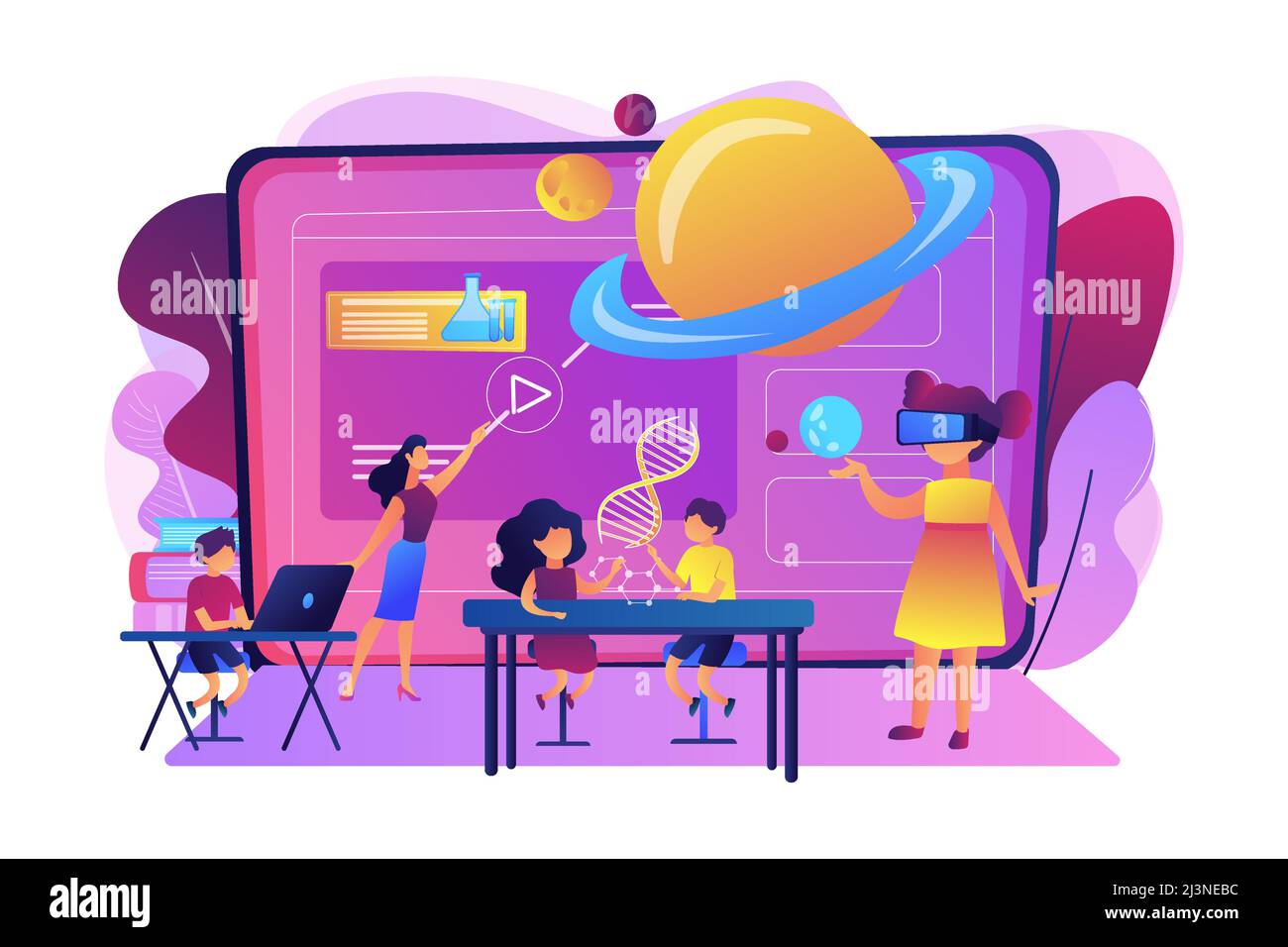 Futuristic classroom, little children study with high tech equipment ... Futuristic classroom, little children study with high tech equipment ...