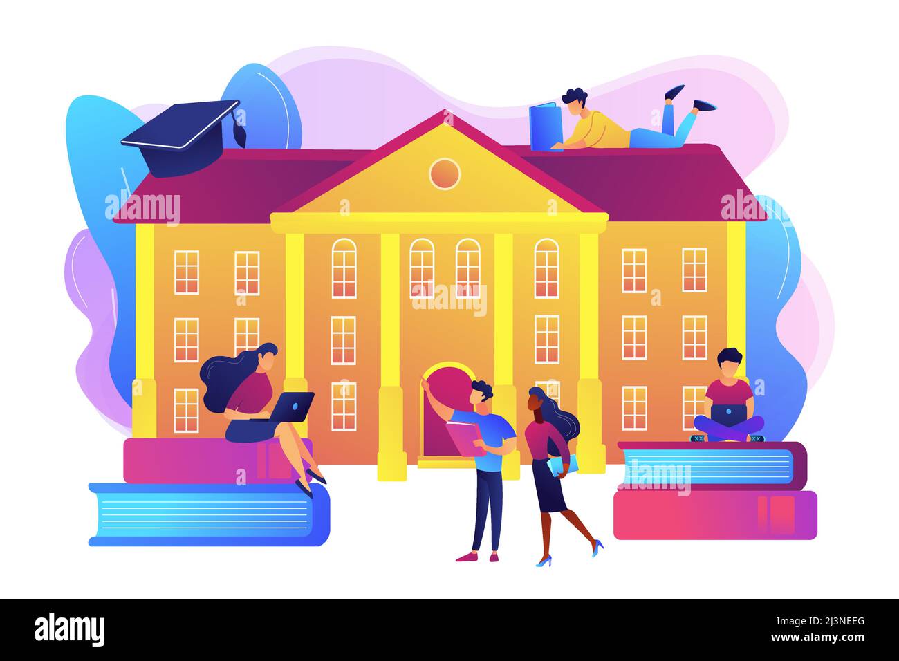 Students interacting with each other, making friends at university ...